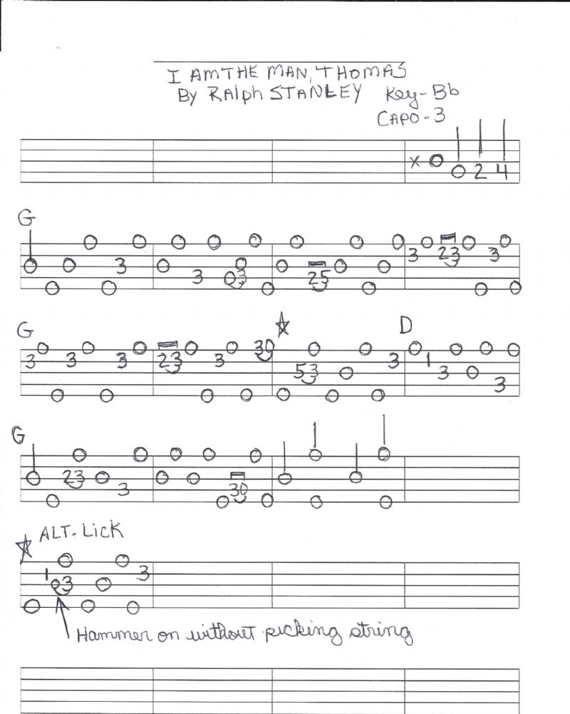 "I Am the Man, Thomas" by Ralph Stanley tabs? : r/banjo