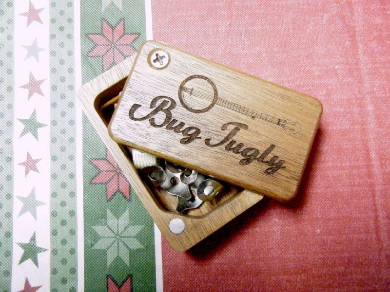Solid Mahogany Banjo Pick Box $25 plain lid or $34.95 engraved lid ...