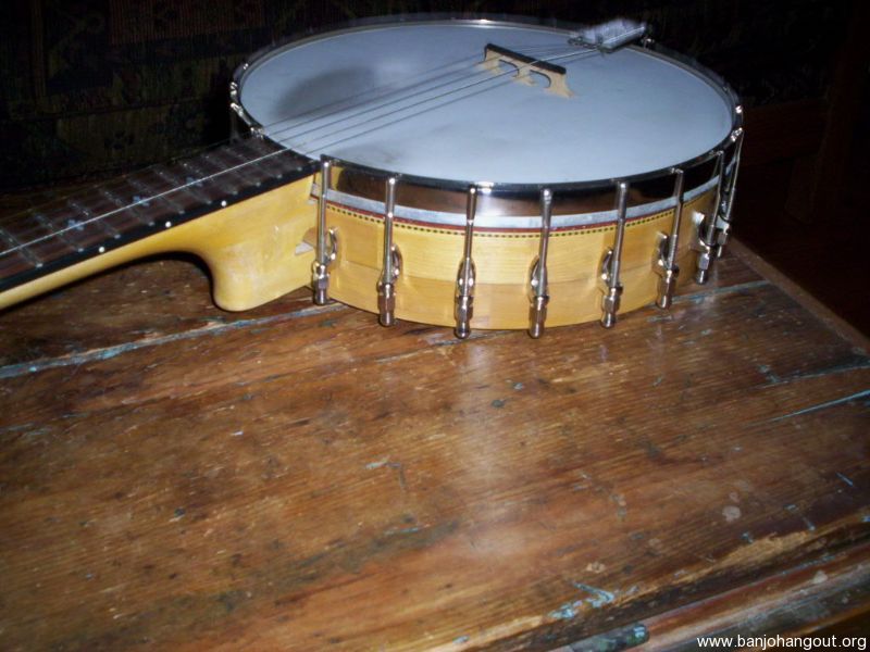 SOLD. Open back block rim banjo w/Gold Tone neck/custom peghead - Used ...