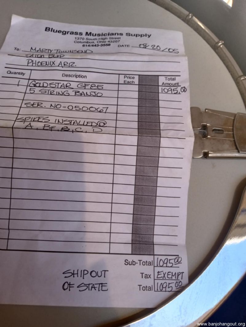 SOLD: GOLD STAR GF-85 (2005) - Banjo Hangout