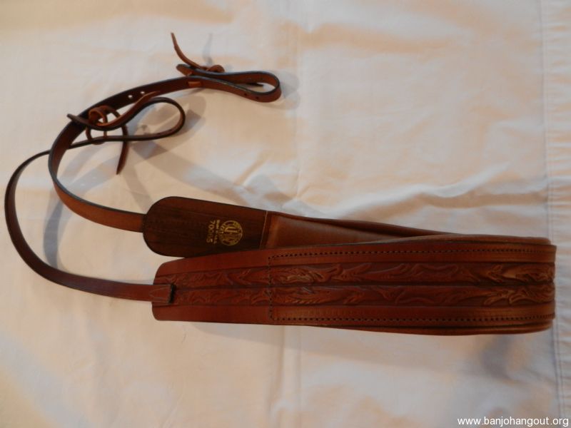 SOLD: Banjo Strap - Padded Top Grain Tooled Leather SOLD - Banjo Hangout