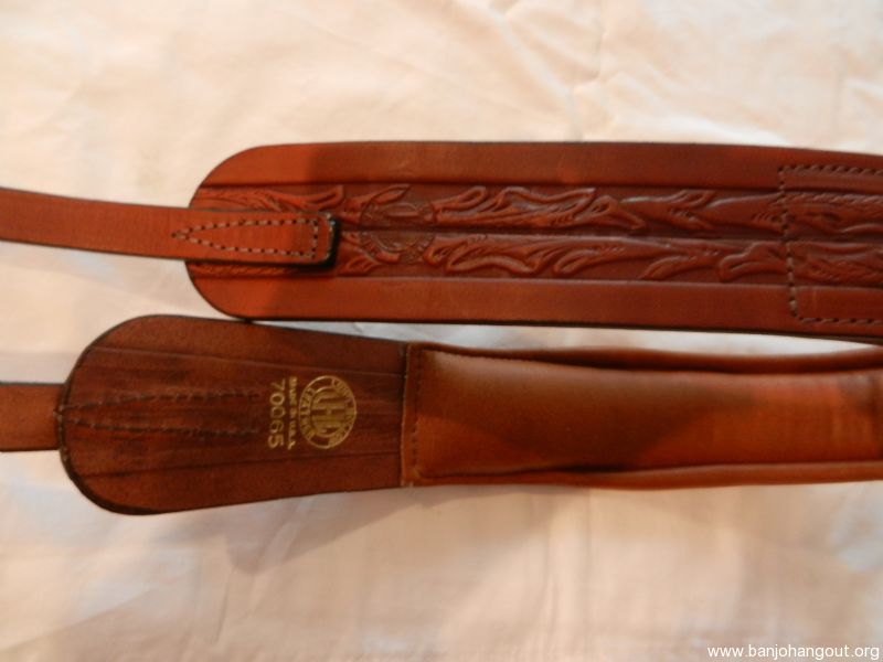 SOLD: Banjo Strap - Padded Top Grain Tooled Leather SOLD - Banjo Hangout