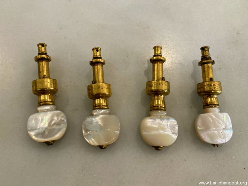 SOLD: 4 Vintage Planet Tuners, Gold plated, MOP tuner knobs - Banjo Hangout
