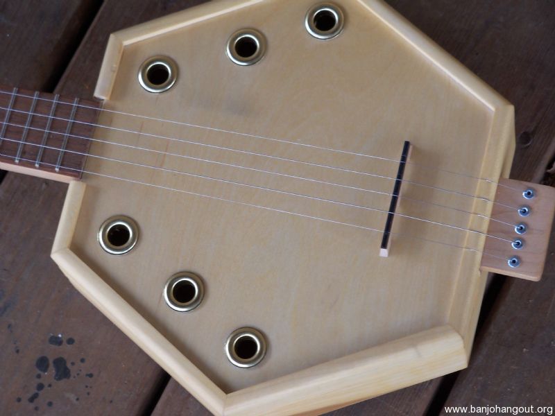 five string cigar box type banjo hex pot, by Bruce Rose - Used Banjo ...