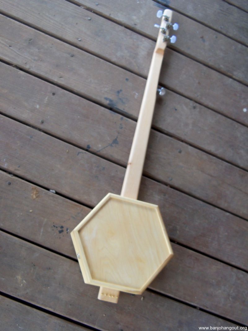 five string cigar box type banjo hex pot, by Bruce Rose - Used Banjo ...