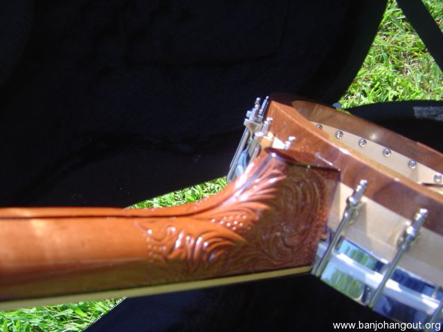 Top of the line Open Back Banjo. Solid block maple rim walnut cap ...