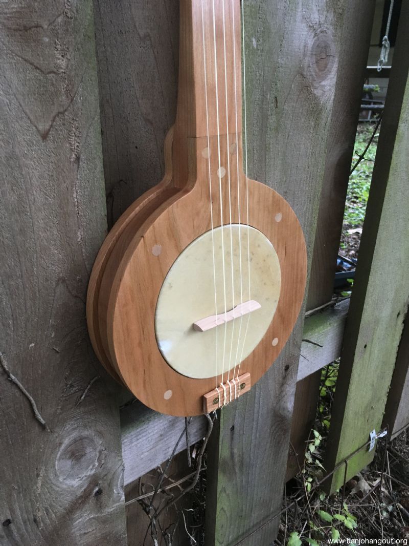 Mountain Banjo by Nate Calkins, Fretless, cherry, Nylgut, - Used Banjo ...