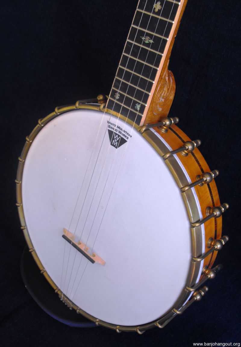 White Mountain Banjo-5-string OB in raw brass with hand-carving - Used ...