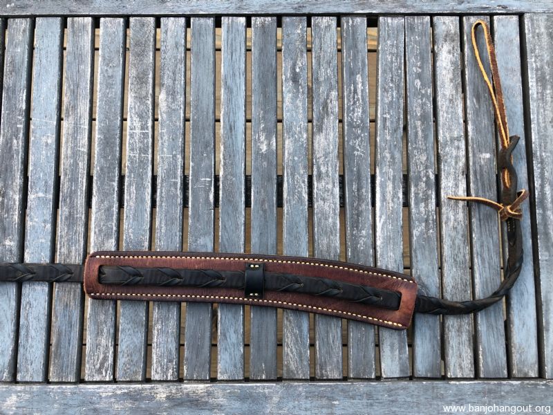 SOLD: Custom "Sully Strap," vintage braided leather # - Banjo Hangout