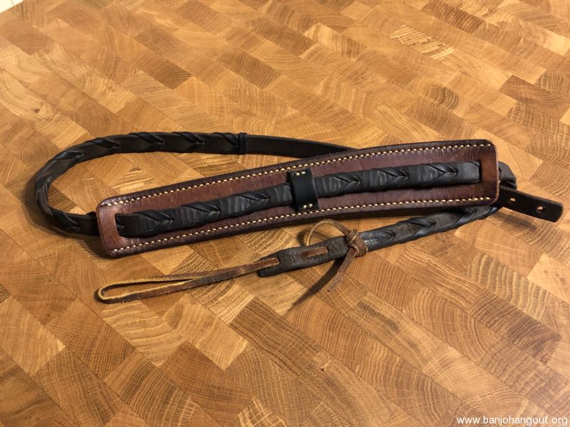 SOLD: Custom "Sully Strap," vintage braided leather # - Banjo Hangout