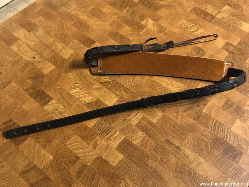 SOLD: Custom "Sully Strap," vintage braided leather # - Banjo Hangout