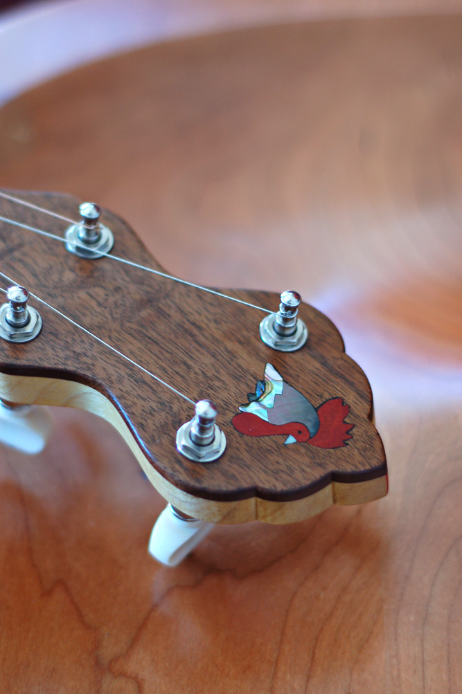 Walnut peghead with Rooster inlay - shambles's Photos - Banjo Hangout