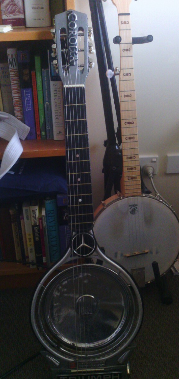 Homemade Tennis Racquet/Car Parts Guitar - tasrev's Photos - Banjo Hangout