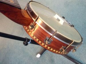 Jim Hartel "Levi Brown" Minstrel Banjo - side of pot, w. purfling - pic ...