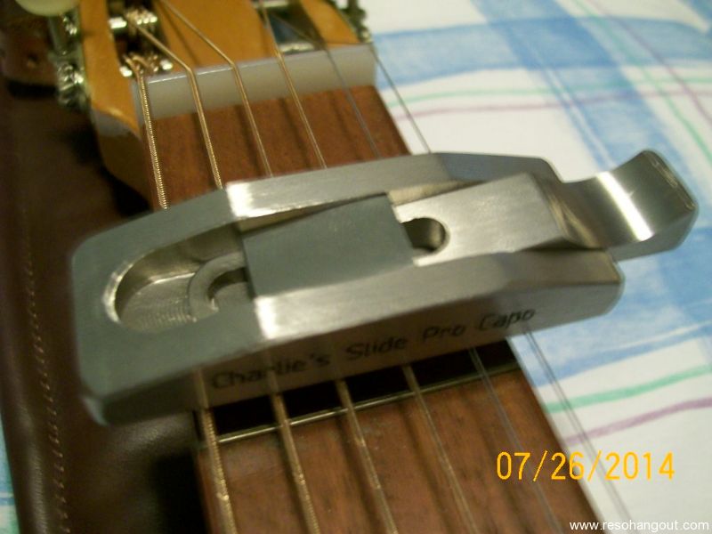 SOLD: CHARLIES SLIDE PRO CAPO (FOR RESONATOR GUITAR) - Reso Hangout