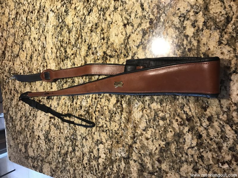 SOLD: Leather Levys Dobro Strap - Reso Hangout